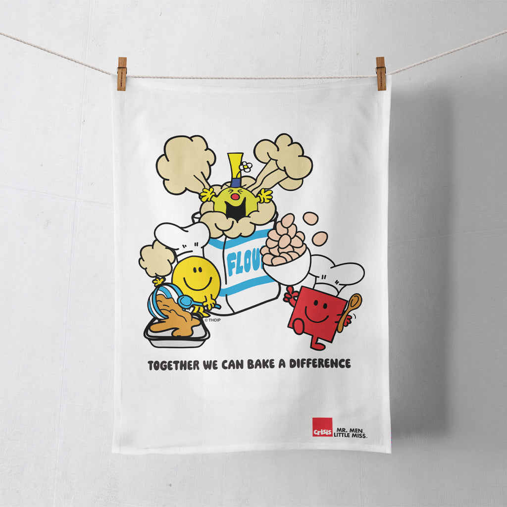 Together We Can Bake a Difference – Mr. Men Tea Towel (Crisis Co