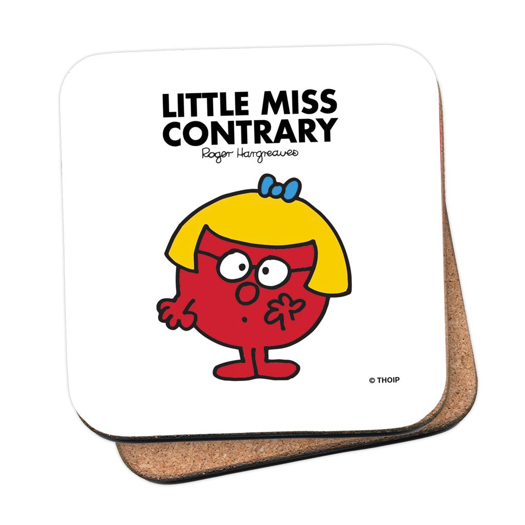 Personalised Little Miss Contrary Cork Coaster