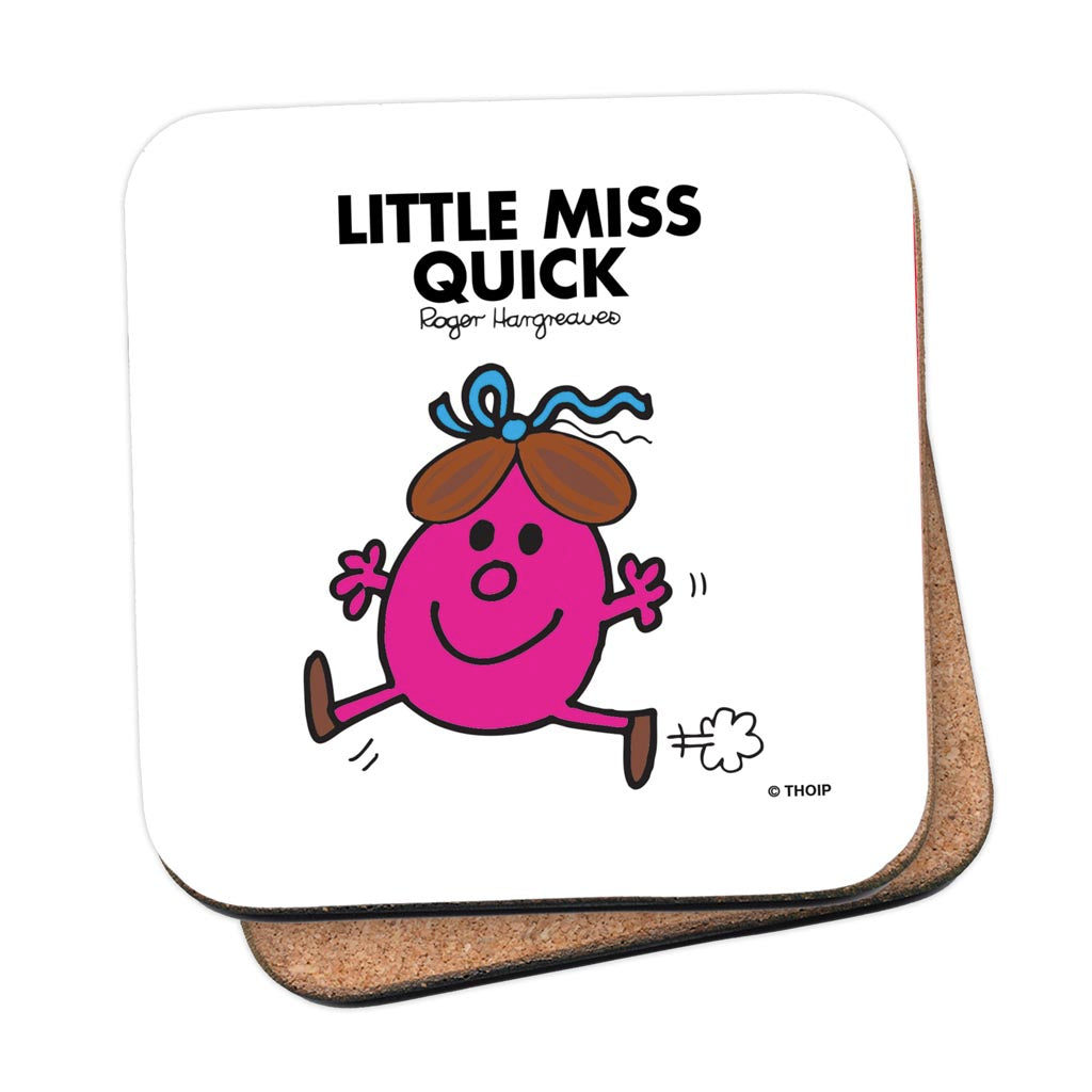 Personalised Little Miss Quick Cork Coaster