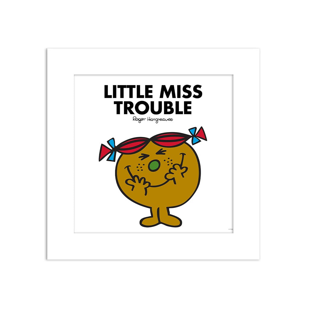 Little Miss Trouble White Art Print - Friends & Mr Men Fans