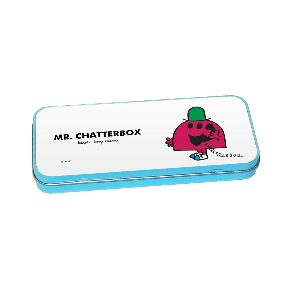 Mr. Chatterbox Pencil Case Tin - Fun Nostalgic Gift for Fans of