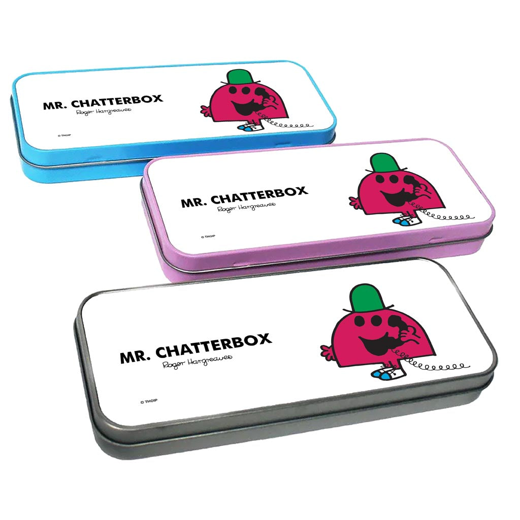 Mr. Chatterbox Pencil Case Tin - Fun Nostalgic Gift for Fans of