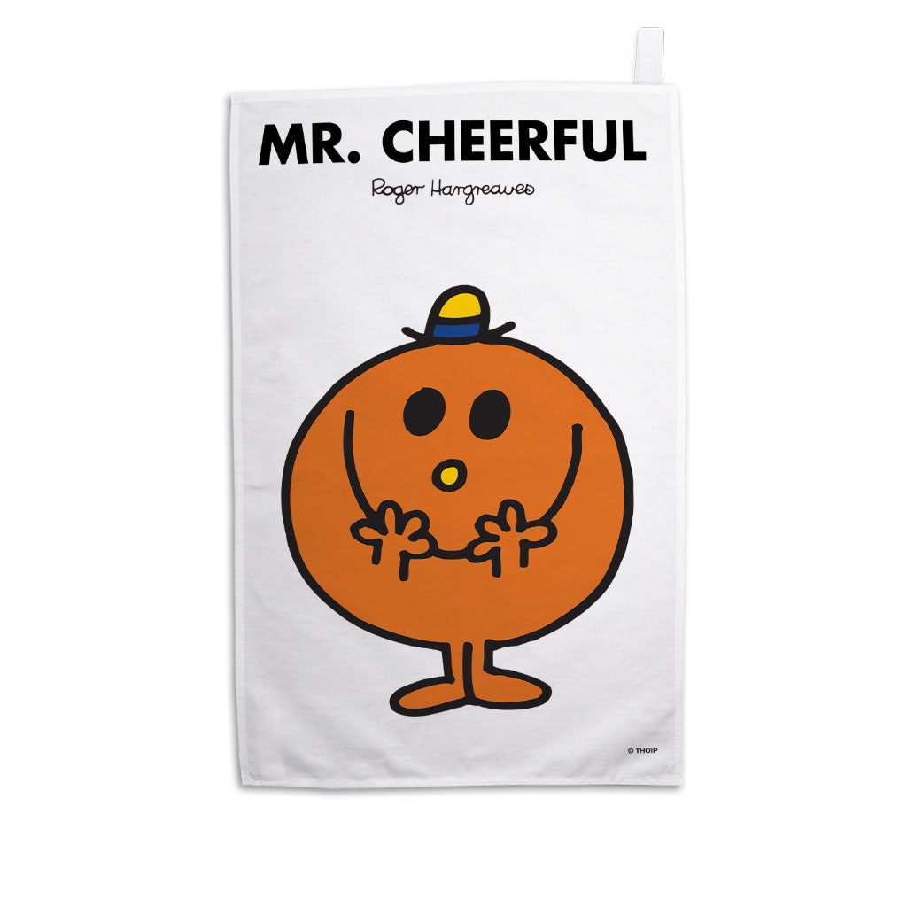 Mr. Cheerful Tea Towel - Fun Nostalgic Gift for Fans of Mr Men