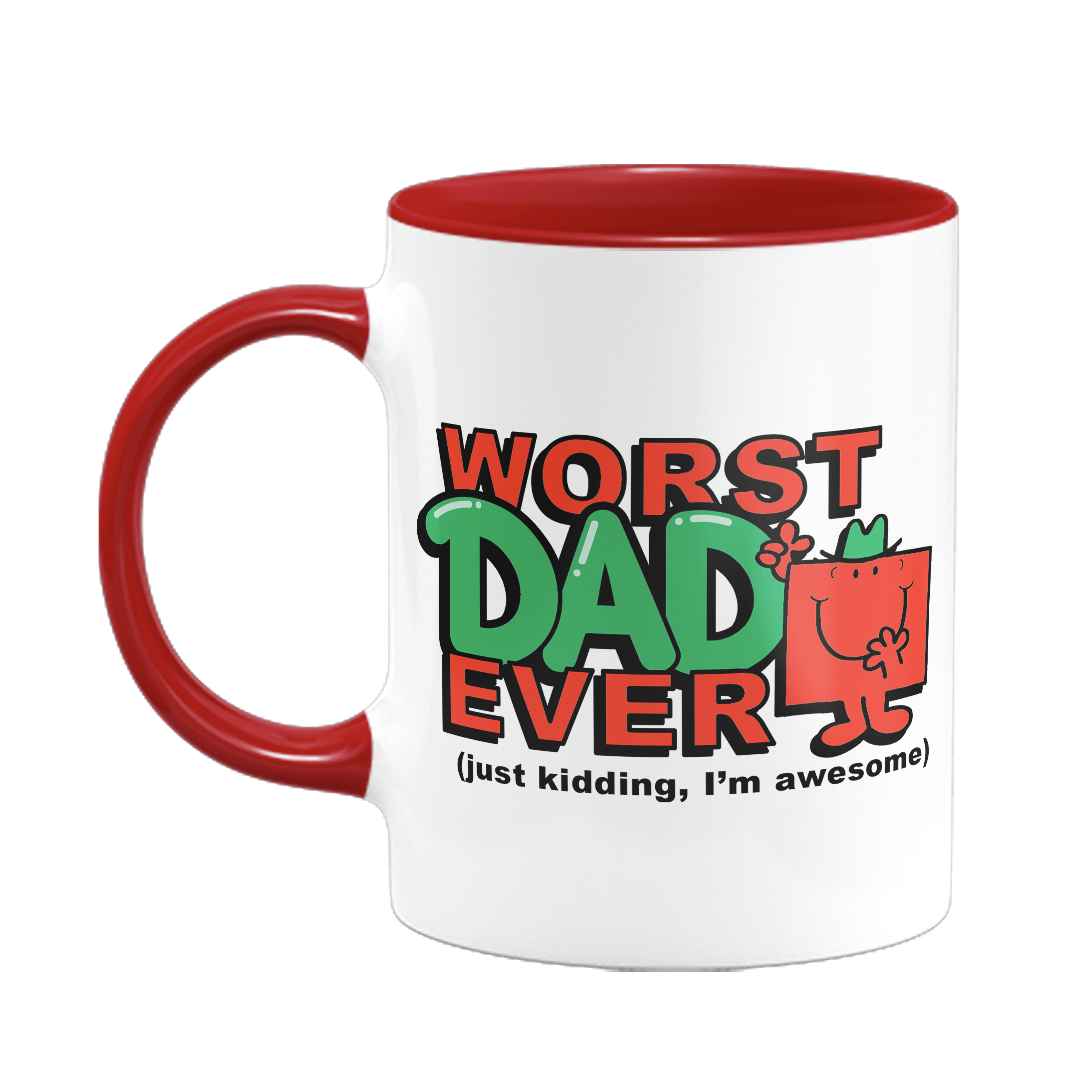 Worst Dad Large Porcelain Colour Handle Mug - Durable Everyday M