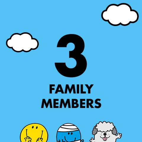 Family Portrait - 3 Family Members - Cheerful Gift for Friends