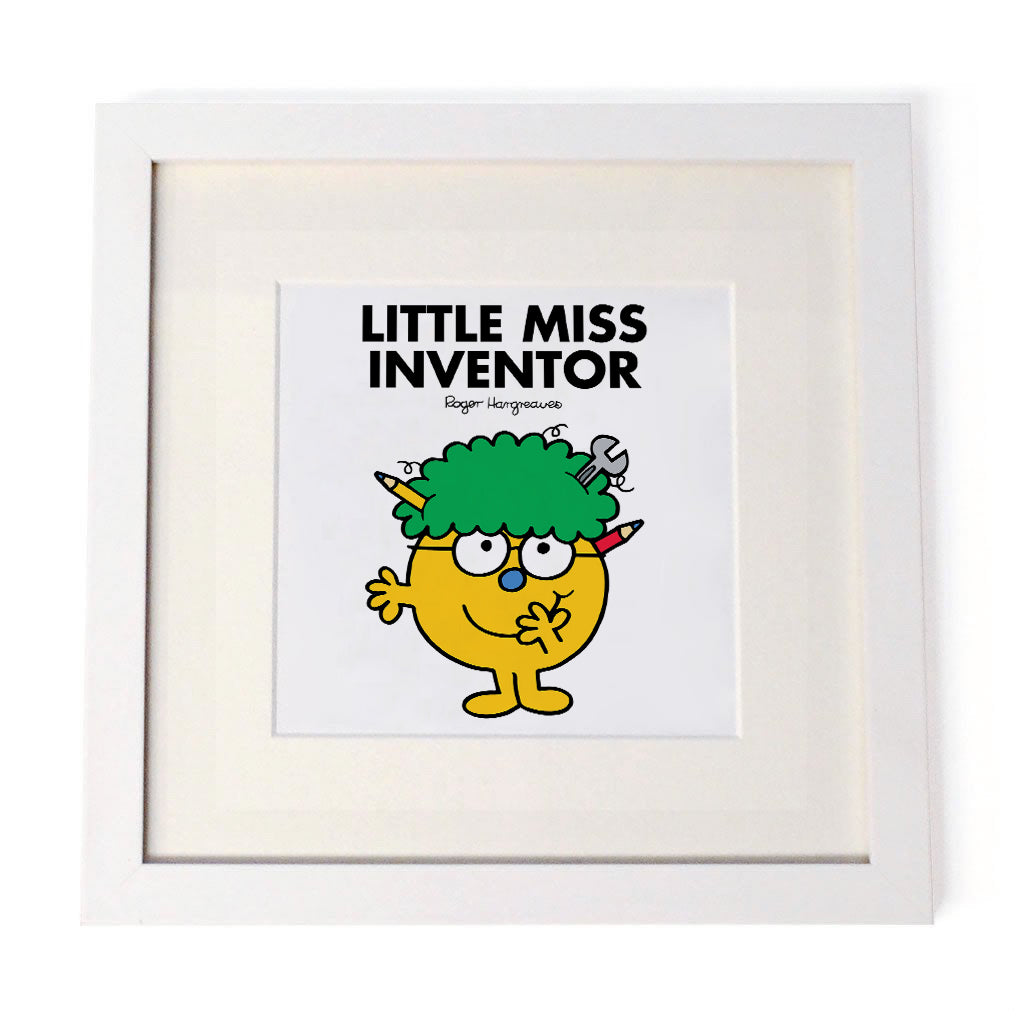 Little Miss Inventor White Art Print - Fun Gift for Birthdays