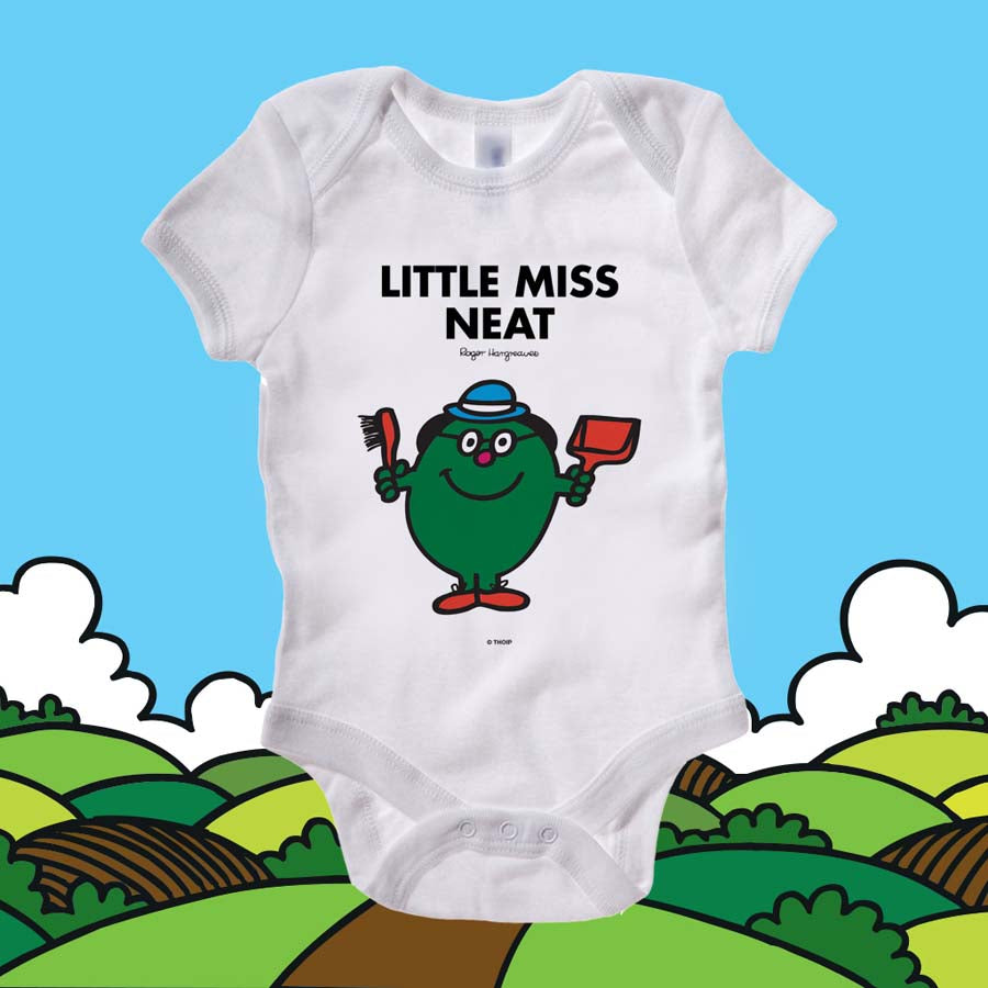 Little Miss Neat Baby Grow - Fun Nostalgic Gift for Fans of Mr M