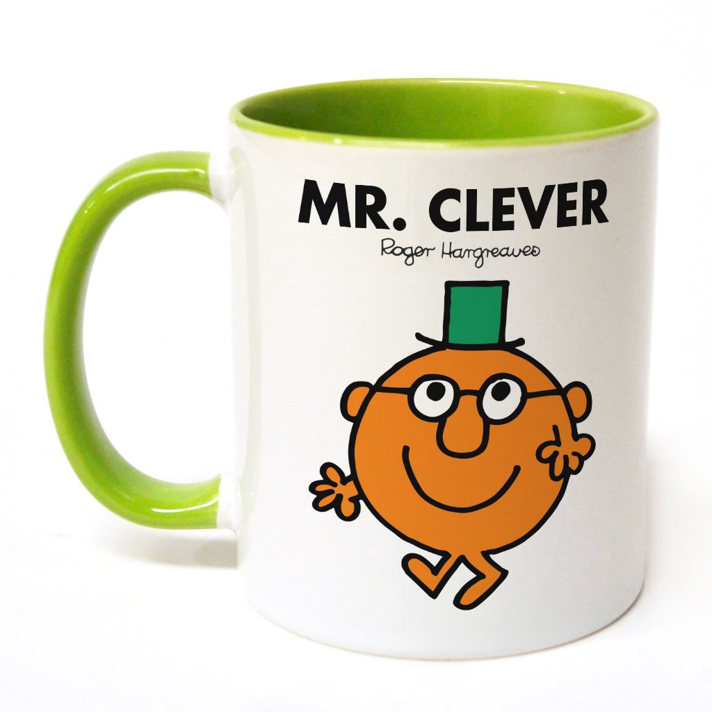 Personalised Mr. Clever Large Porcelain Colour Handle Mug