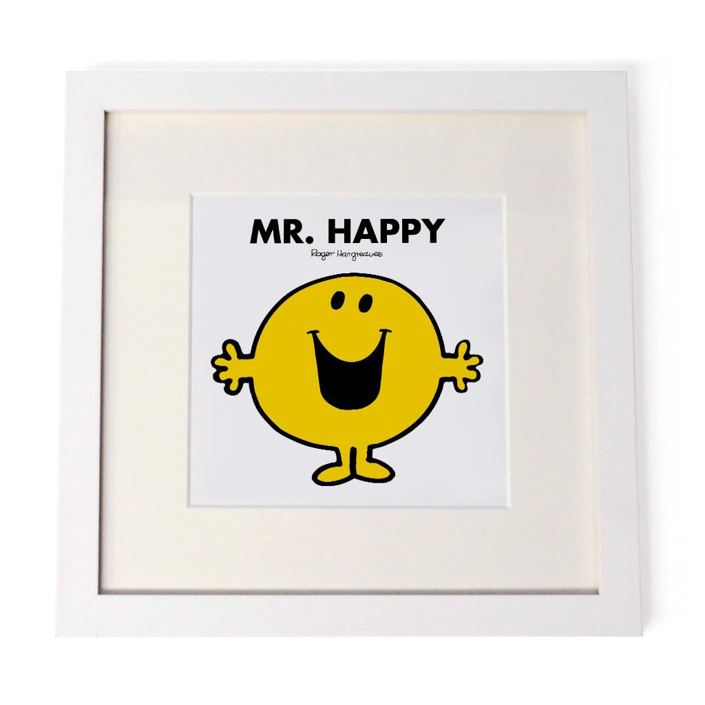 Personalised Mr. Happy White Framed Print