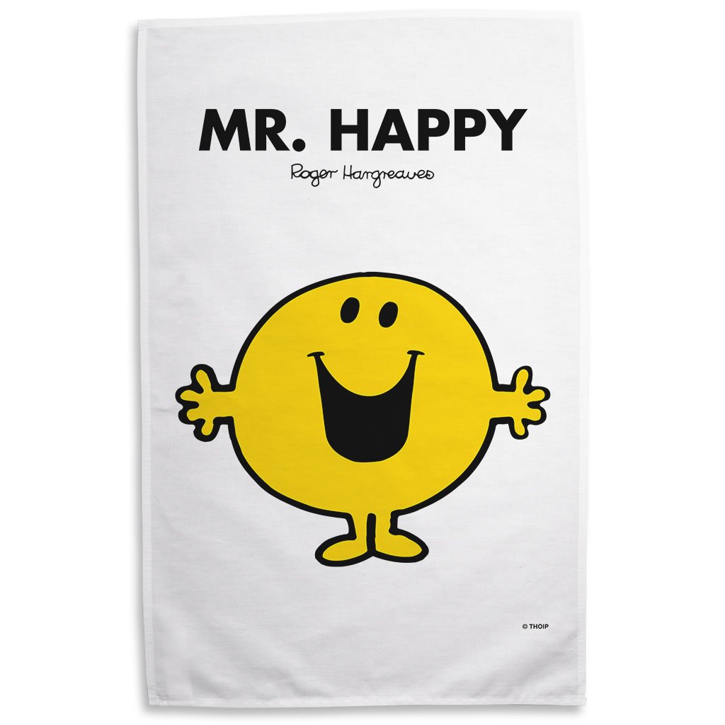 Personalised Mr. Happy Tea Towel